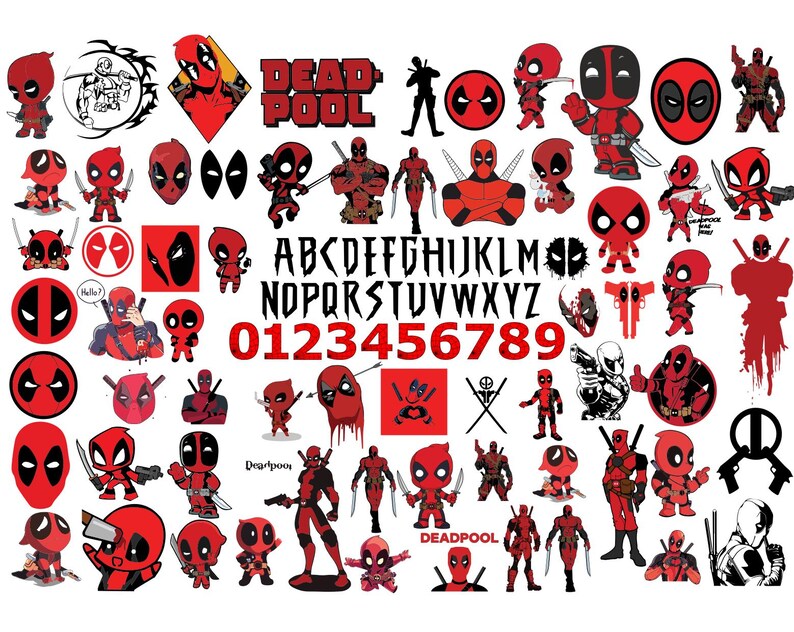 Deadpool Svg Mega, Baby Deadpool Svg, Deadpool Png, Superhero Svg, Font ...
