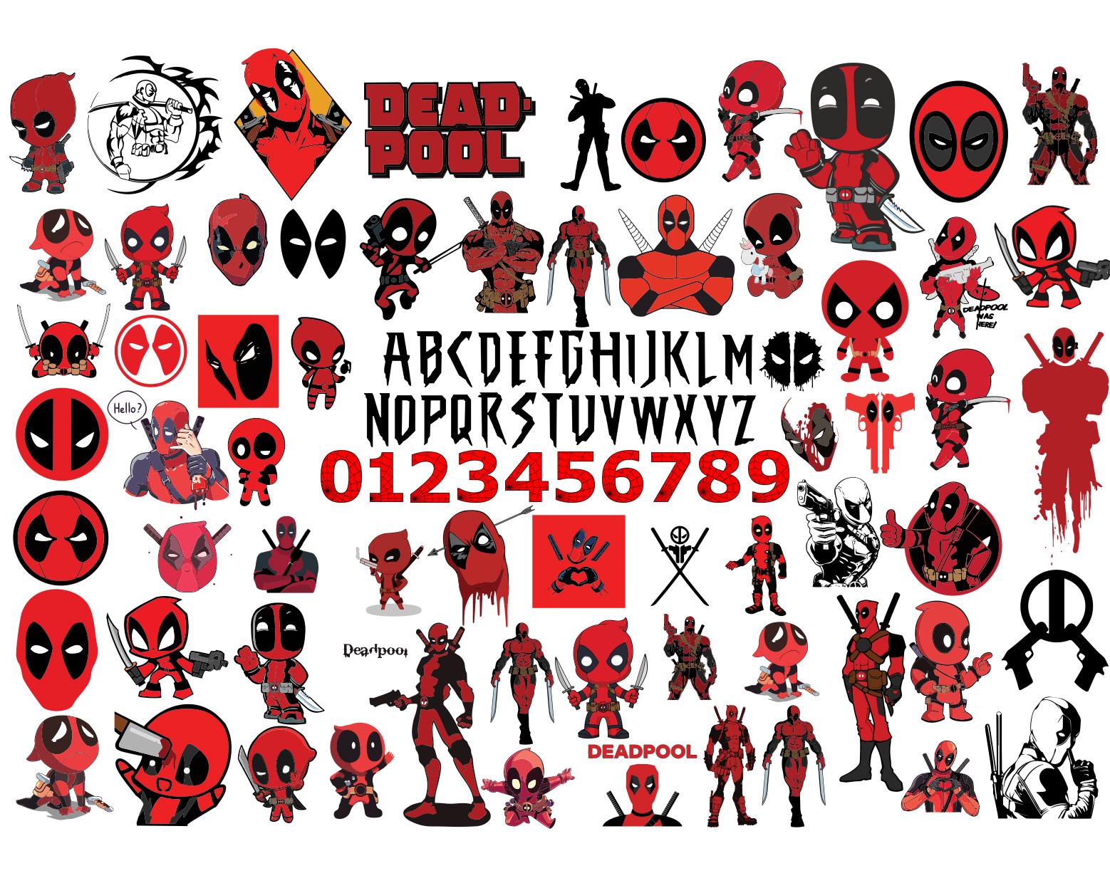 Deadpool Svg Mega, Baby Deadpool Svg, Deadpool Png, Superhero Svg, Font ...