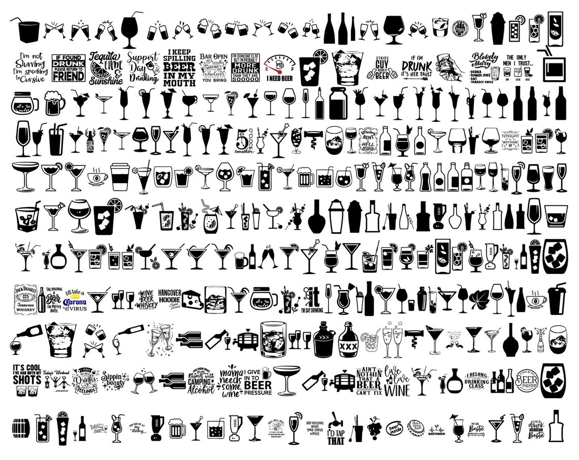 Alcohol Svg Bundle, Cocktail Svg, Cocktail Drinks Svg, Cut Files, for ...