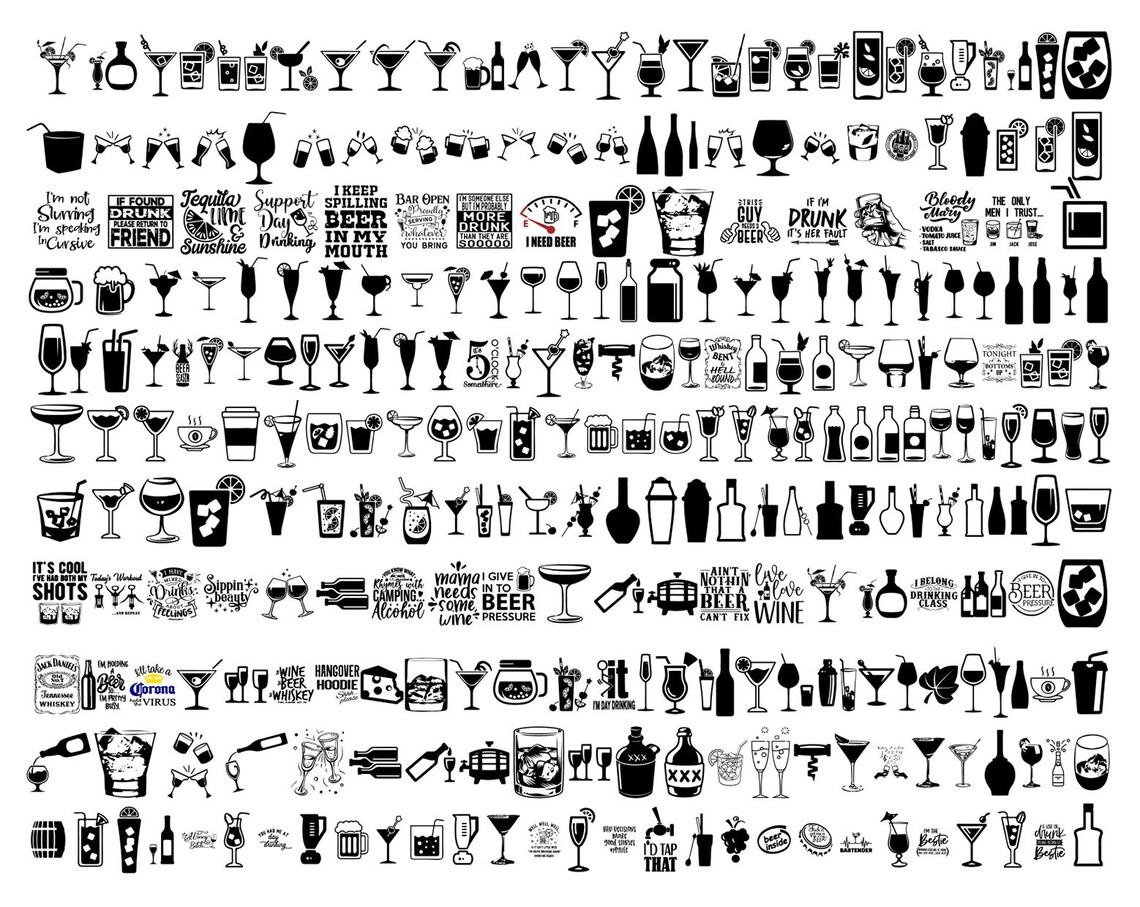 Alcohol Svg Bundle, Cocktail Svg, Cocktail Drinks Svg, Cut Files, for ...