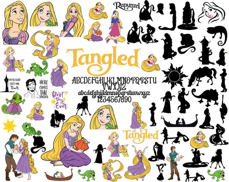 Rapunzel Svg Bundle, Tangled Svg, Rapunzel Png / Clipart, Font Files ...