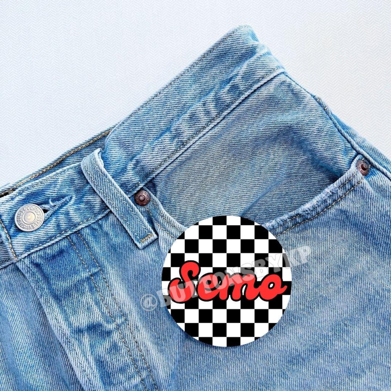 Checkered Game Day Button - Etsy