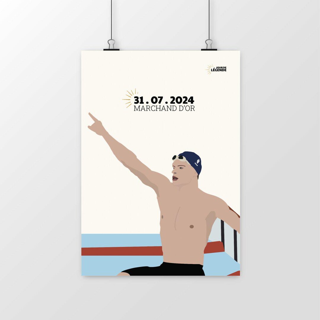 Poster Léon Marchand - Etsy