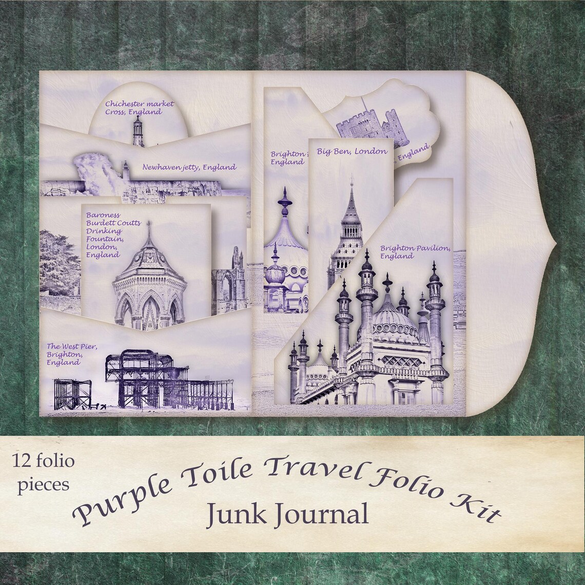 Purple Toile Travel Junk Journal Folio Kit (printable) - Etsy