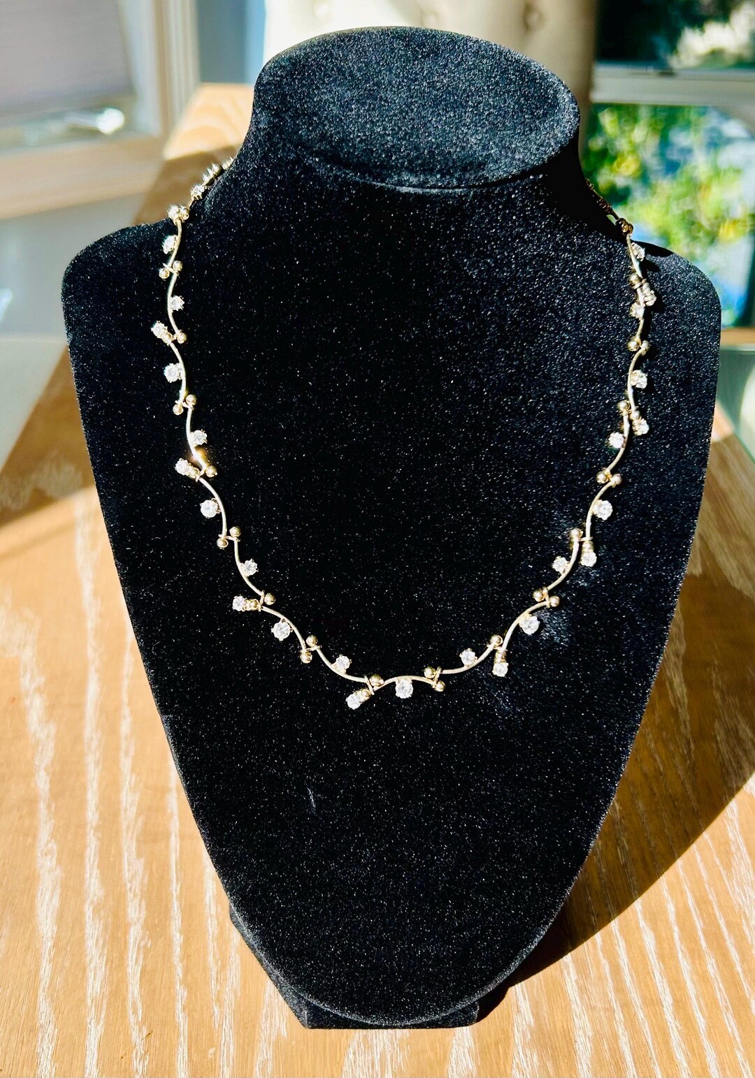 Vintage Faux Gold and Diamond Monet Necklace - Etsy