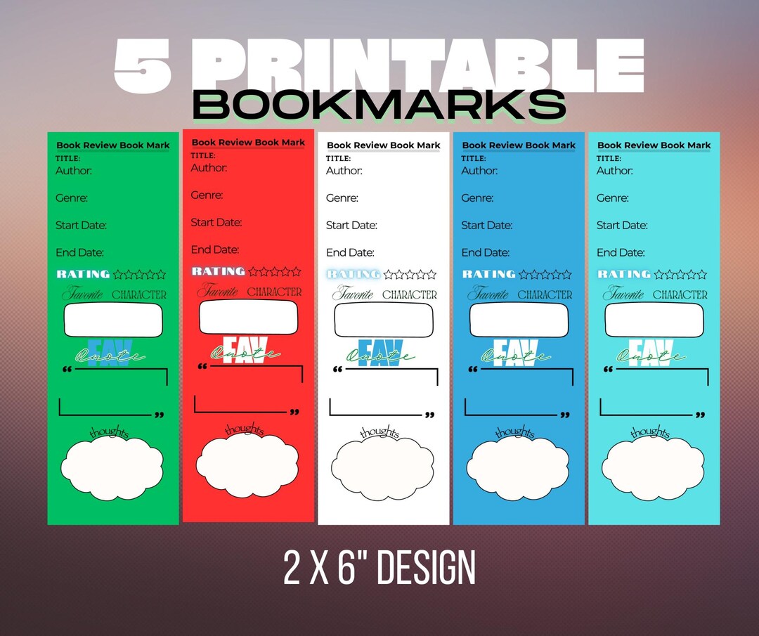 Book Review Printable Bookmarks | Track Your Reads in Style | Digital ...