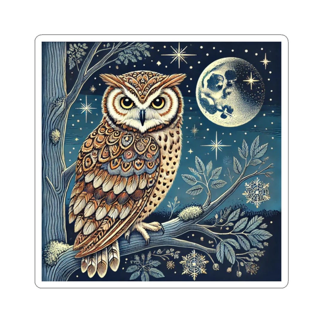 Night Owl Kiss-cut Stickers, Mystical Owl Design, Nature Lover Gift ...