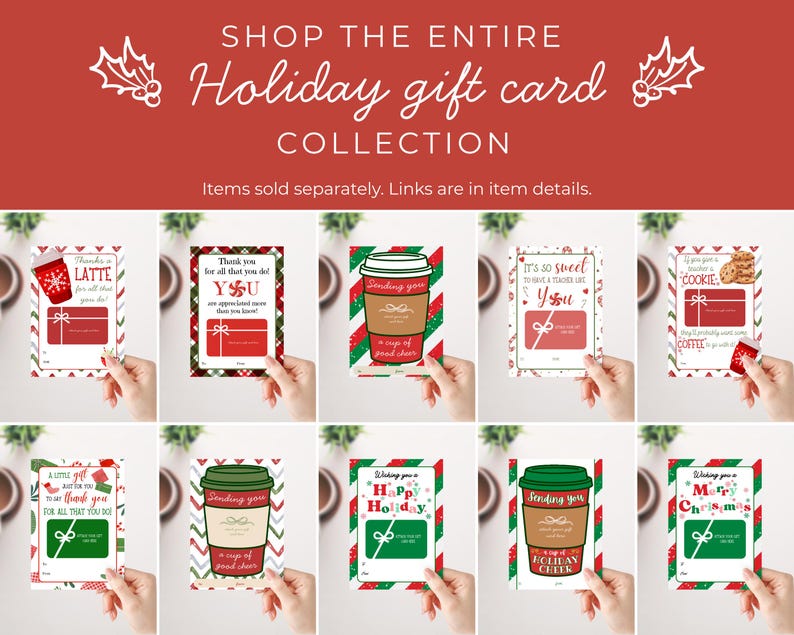 Printable Holiday Coffee Gift Card Holder. Instant Download and Print ...