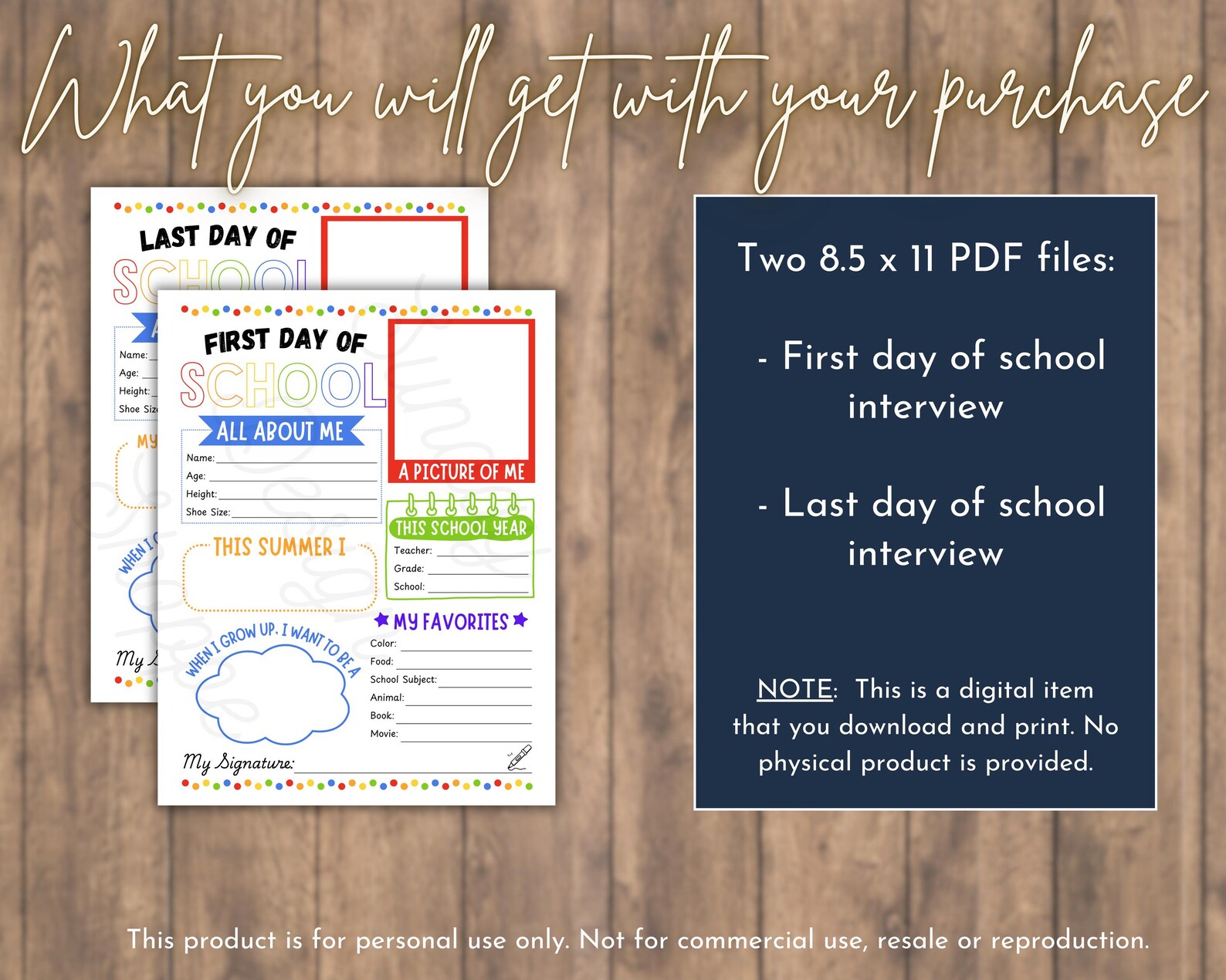Printable First and Last Day of School Interview. All About Me ...