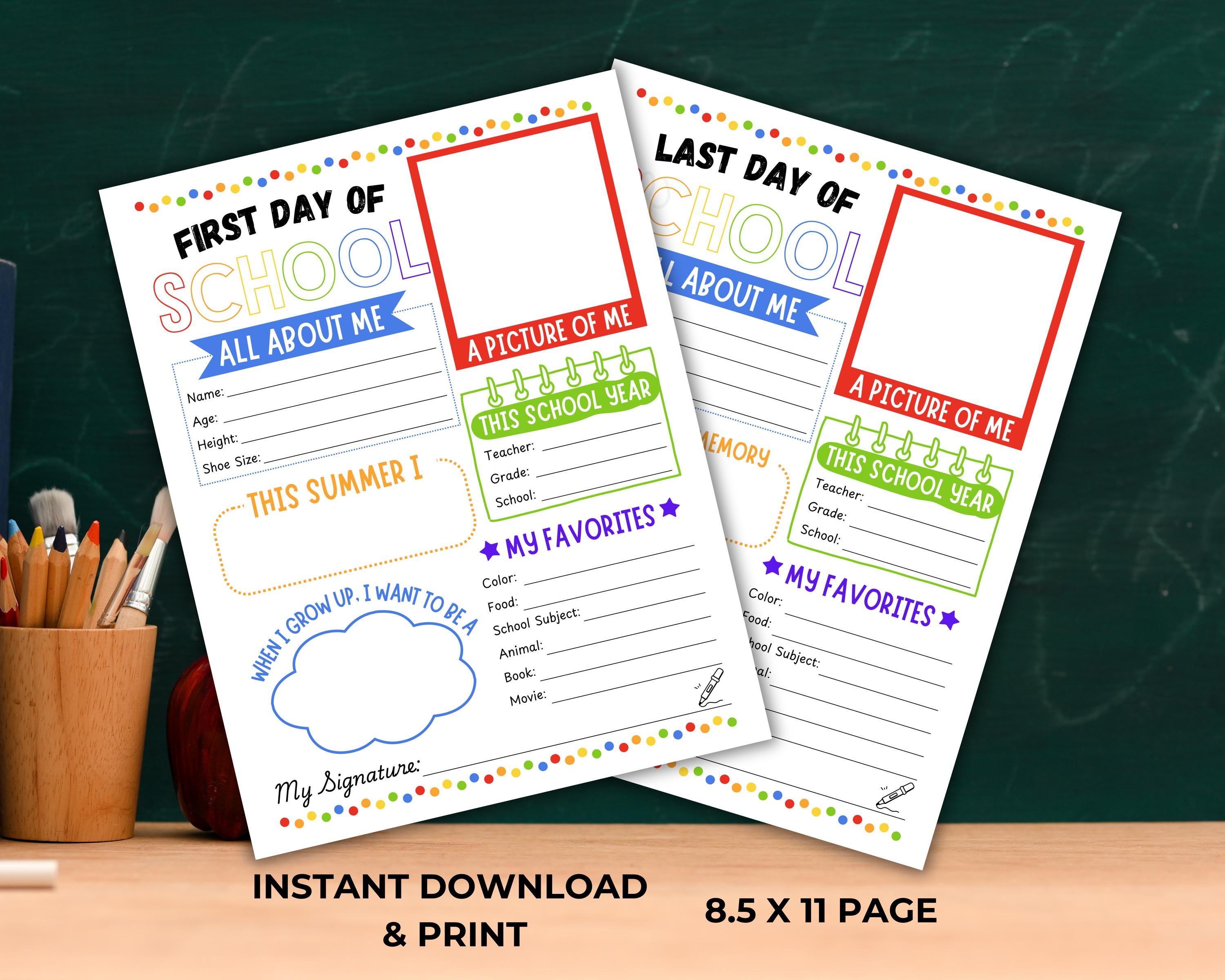 Printable First and Last Day of School Interview. All About Me ...