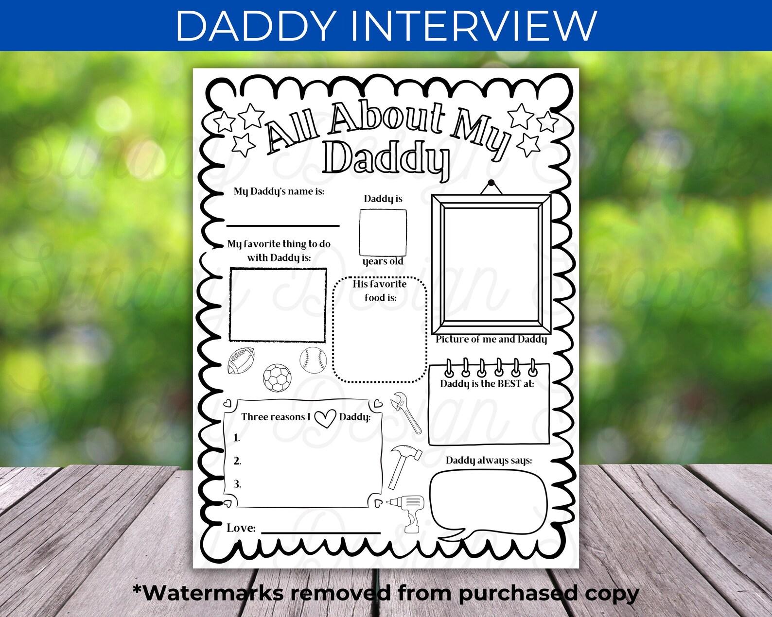 Printable All About My Dad Interview. Dada, Daddy, Papa & Grandpa ...