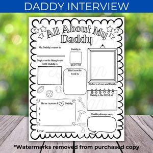 Printable All About My Dad Interview. Dada, Daddy, Papa & Grandpa ...