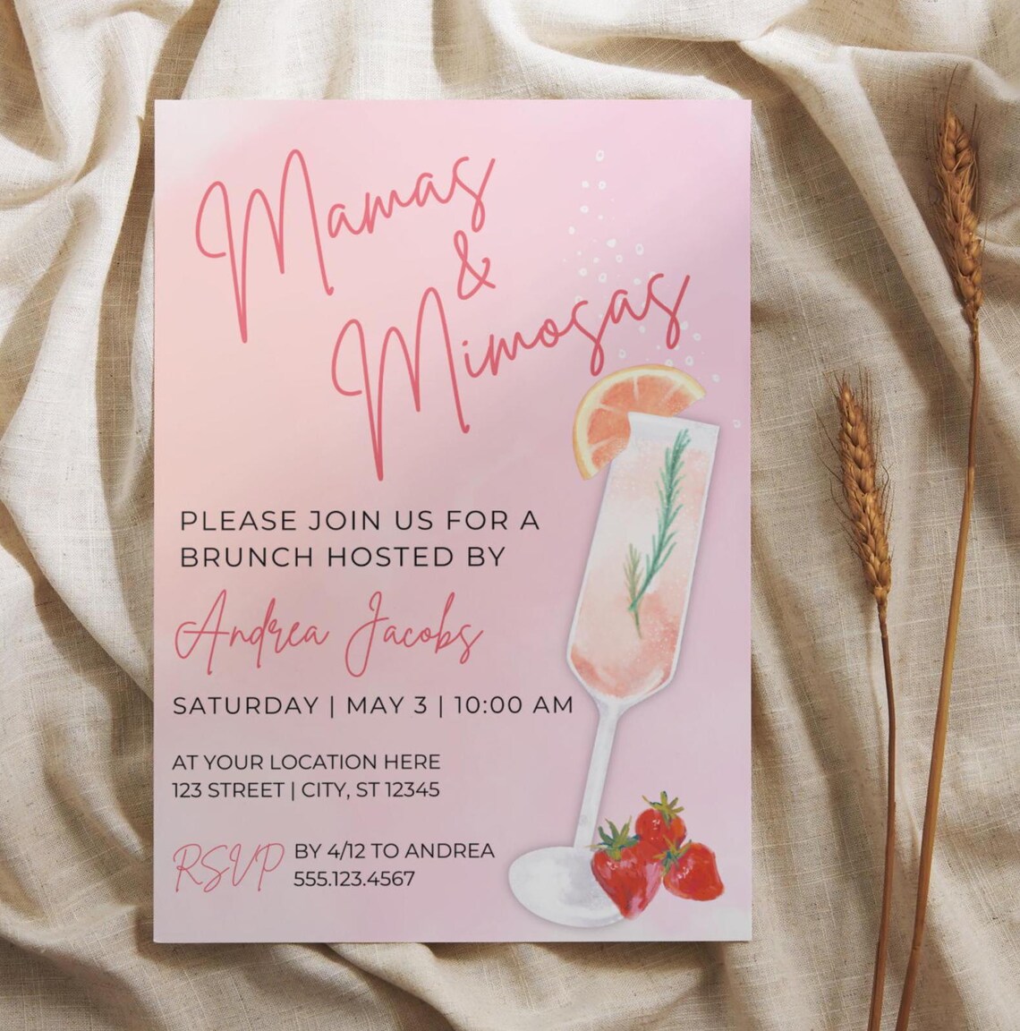 Mamas and Mimosas Brunch Invitation Digital Template, Printable and ...