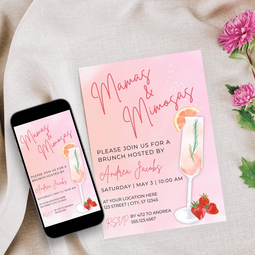 Mamas and Mimosas Brunch Invitation Digital Template, Printable and ...