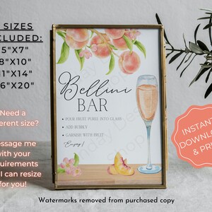 Bellini Bar Sign With Instructions. Instant Download and Print. 5x7 ...