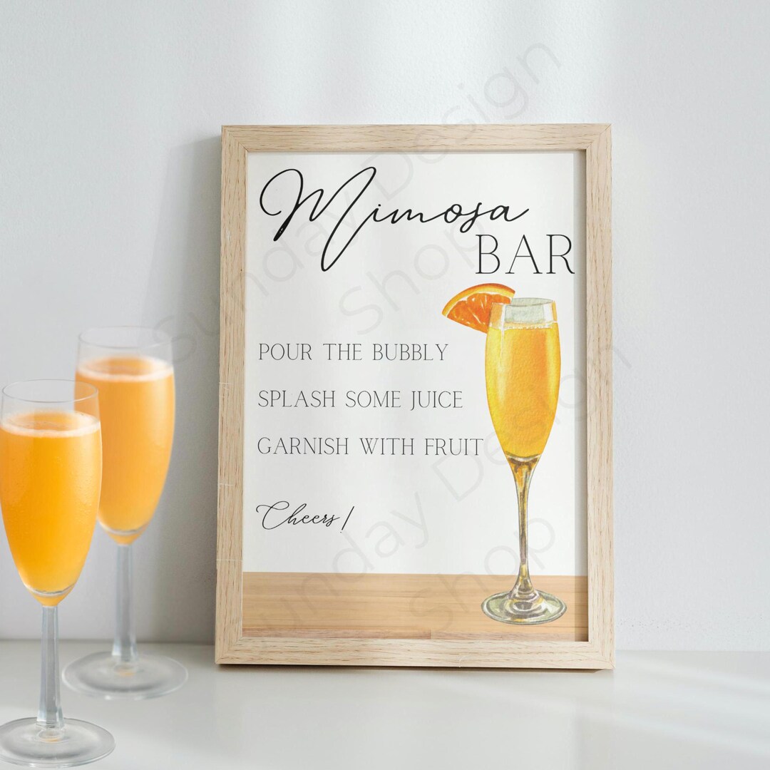 Classic Mimosa Bar Sign With Instructions. Instant Download and Print ...