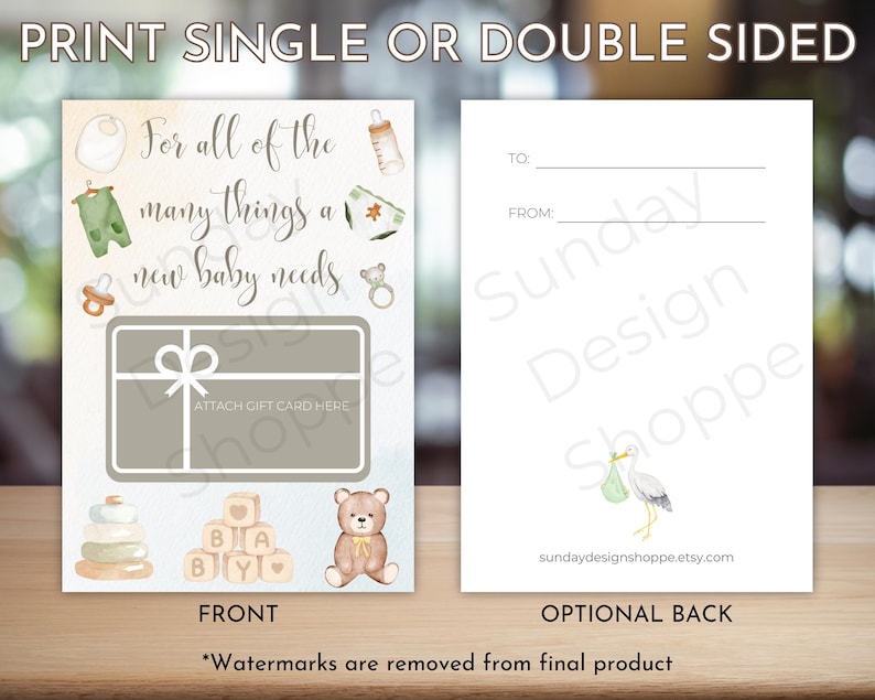 Printable Baby Shower Gift Card Holder. Gender Neutral Baby Gift Card ...