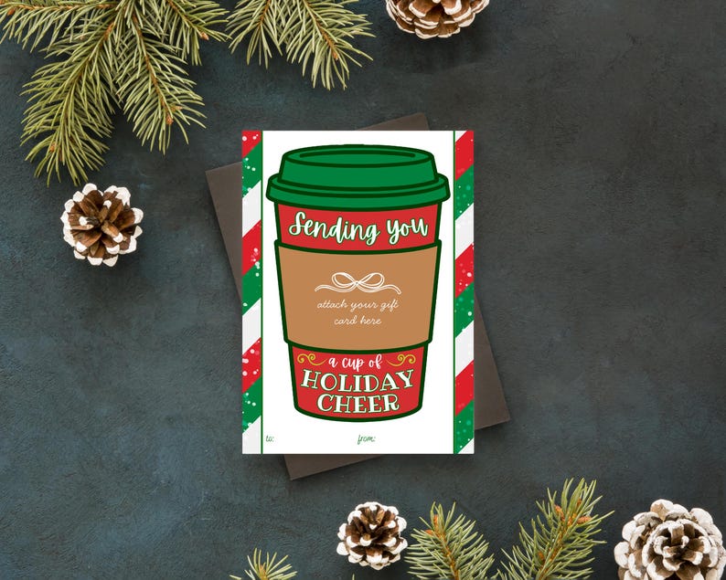 Printable Holiday Coffee Gift Card Holder. Instant Download and Print ...