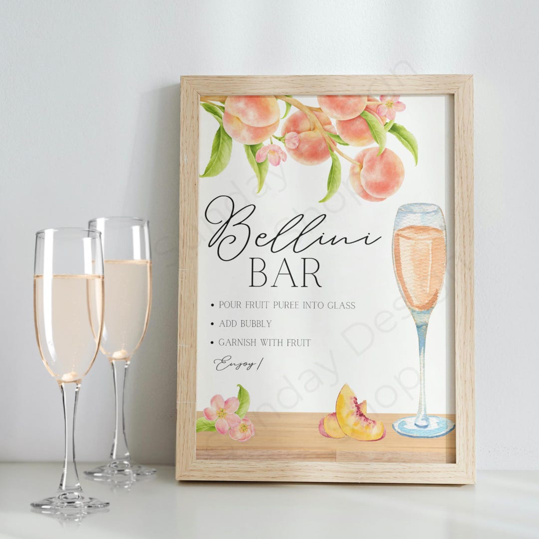 Bellini Bar Sign With Instructions. Instant Download and Print. 5x7 ...