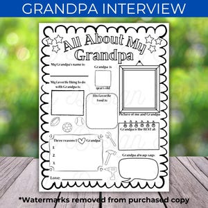 Printable All About My Dad Interview. Dada, Daddy, Papa & Grandpa ...