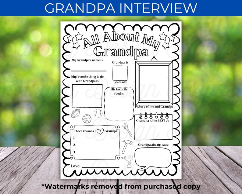Printable All About My Dad Interview. Dada, Daddy, Papa & Grandpa ...