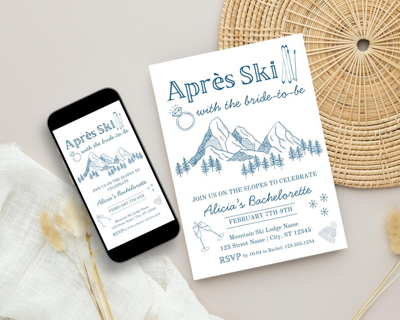 Apres Ski Bachelorette Party Invitation Digital Template. Printable and ...