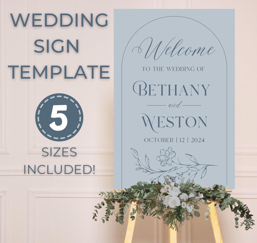 Dusty Blue Wedding Sign Digital Template. 11x14, 16x20, 18x24, 20x30 ...