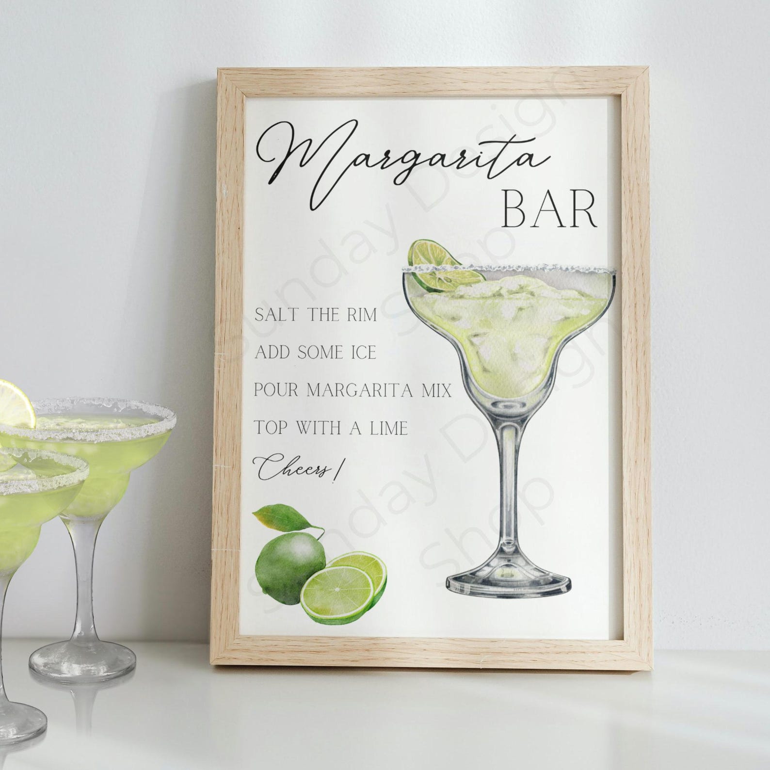 Margarita Bar Sign With Instructions. Instant Download and Print. 5x7 ...