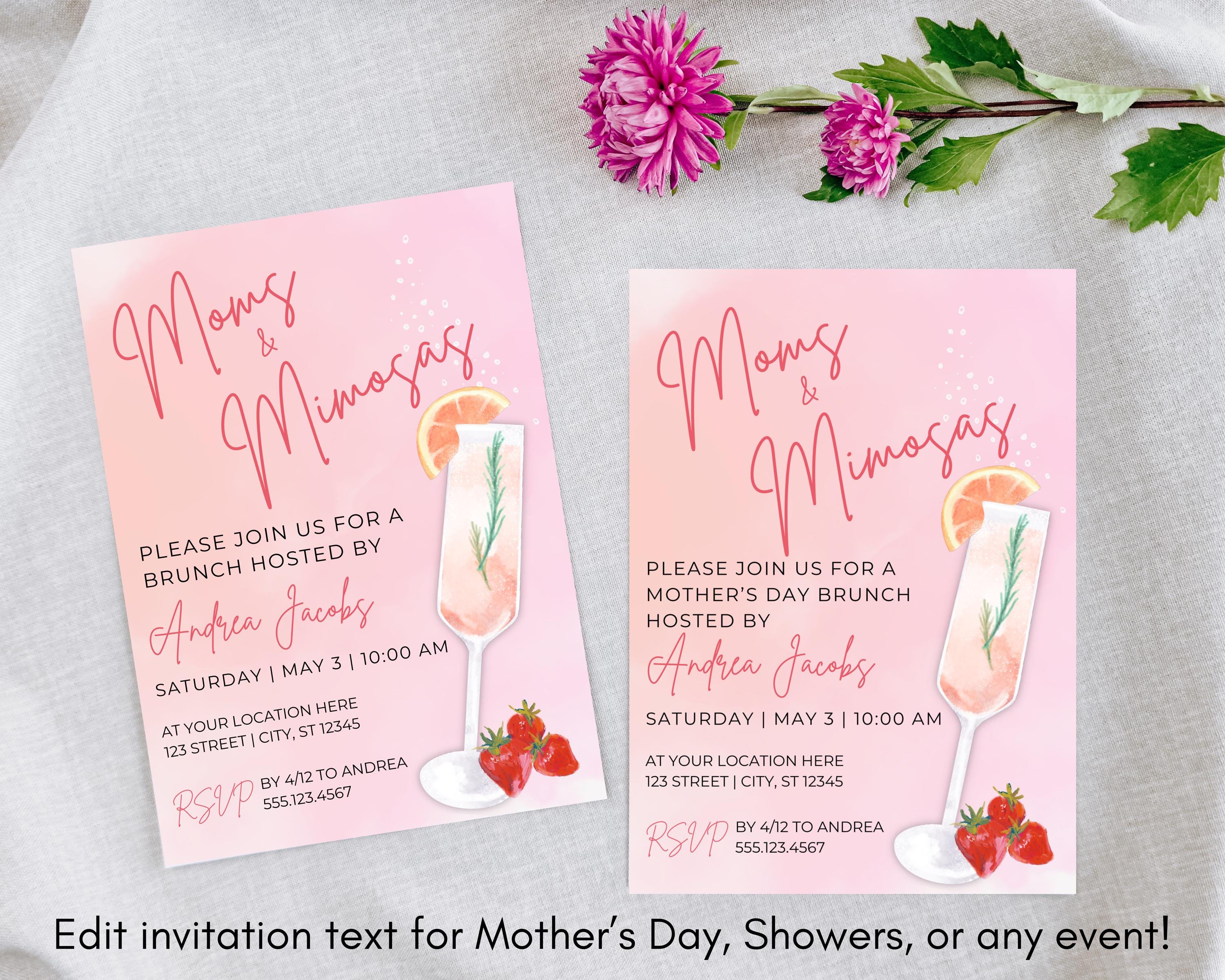 Moms and Mimosas Brunch Invitation Digital Template, Printable and ...