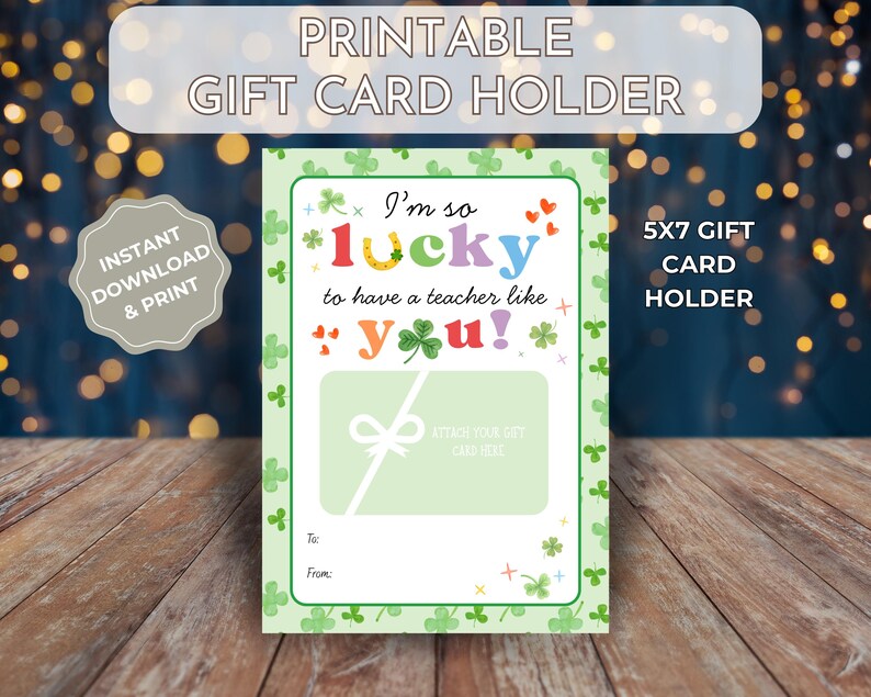 Printable Teacher Gift Card Holder (5x7 in Card). Instant Download and ...