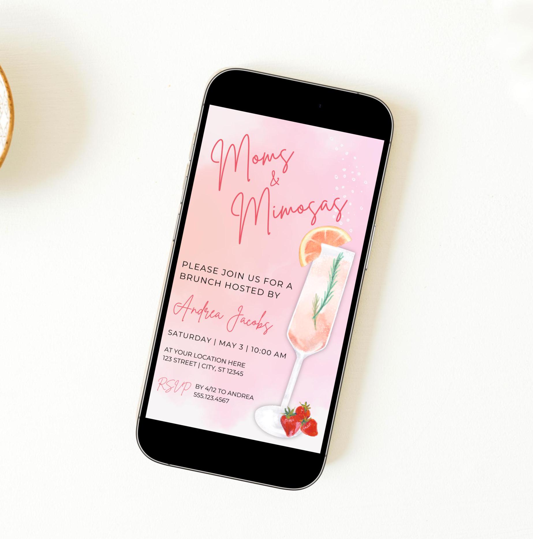 Moms and Mimosas Brunch Invitation Digital Template, Printable and ...