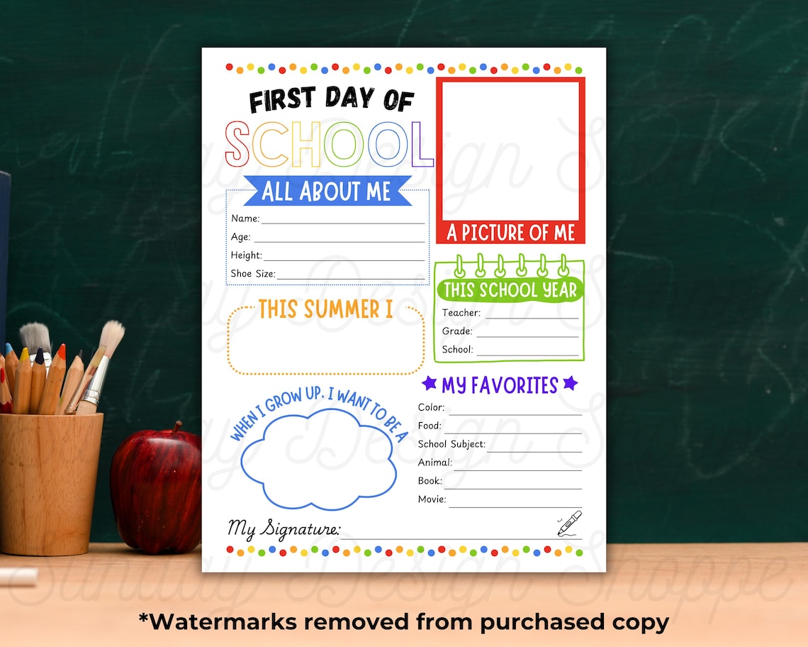 Printable First and Last Day of School Interview. All About Me ...