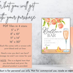 Bellini Bar Sign With Instructions. Instant Download and Print. 5x7 ...