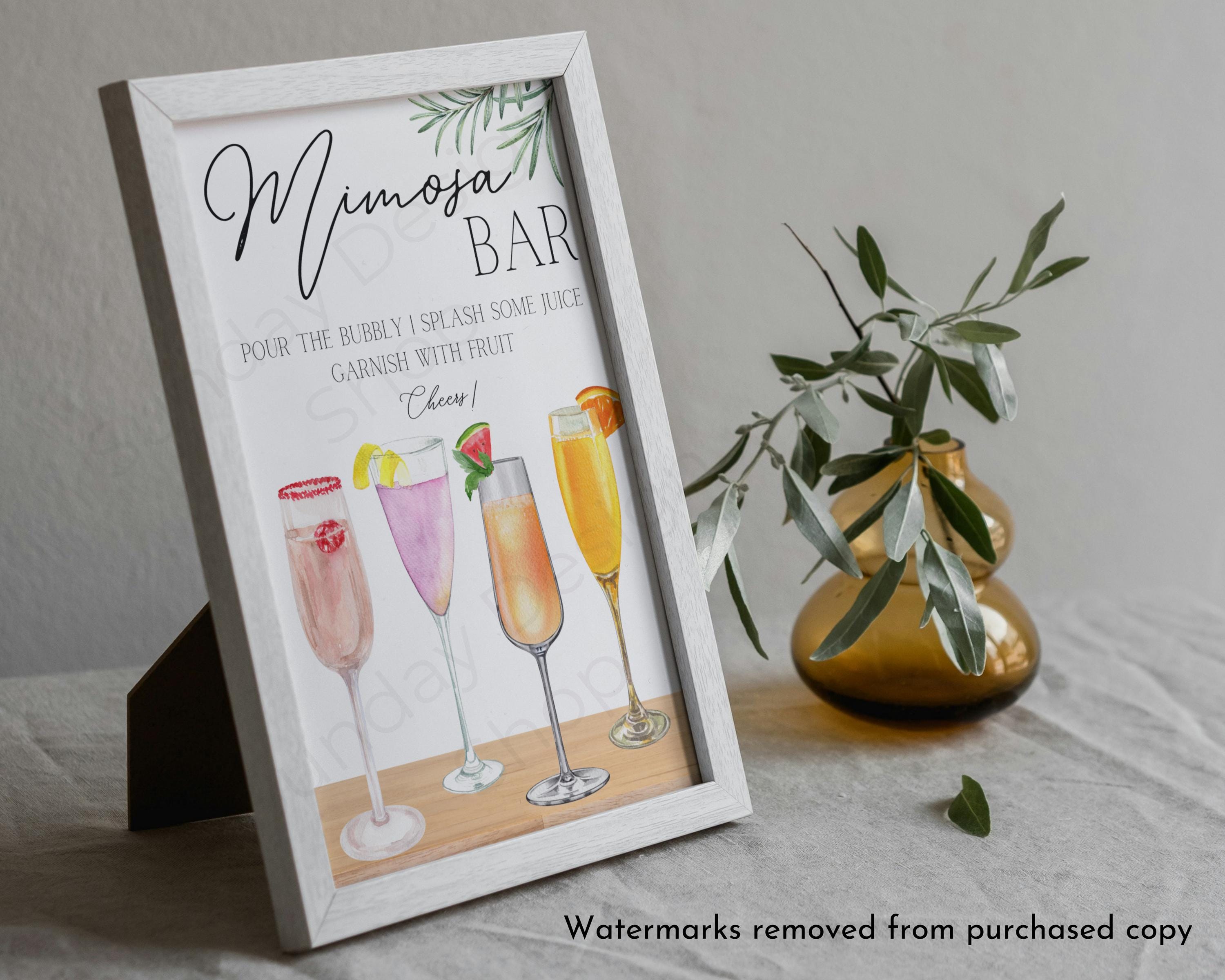 Mimosa Bar Sign With Instructions. Instant Download and Print. 5x7 ...