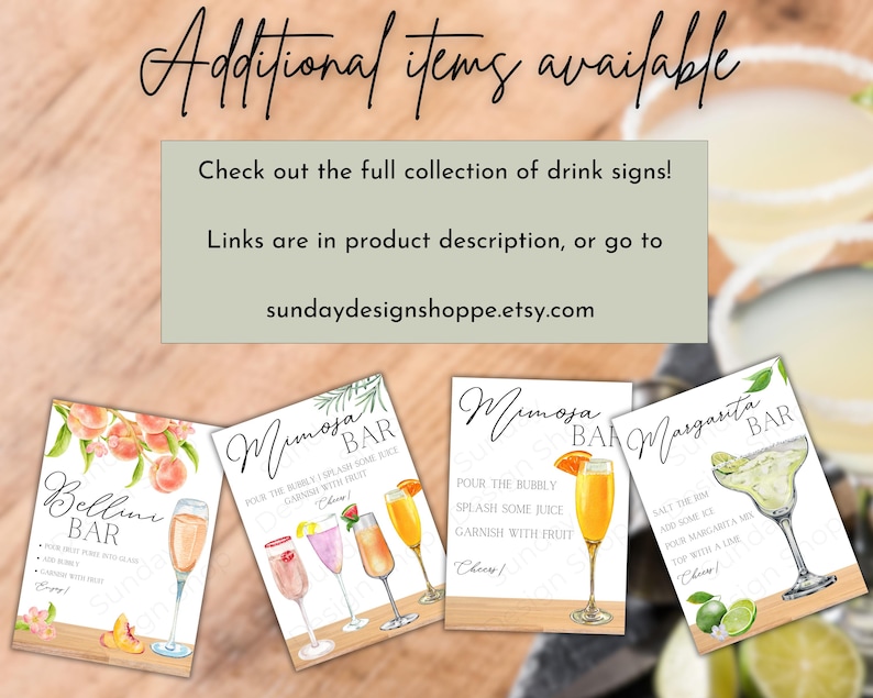 Bellini Bar Sign With Instructions. Instant Download and Print. 5x7 ...