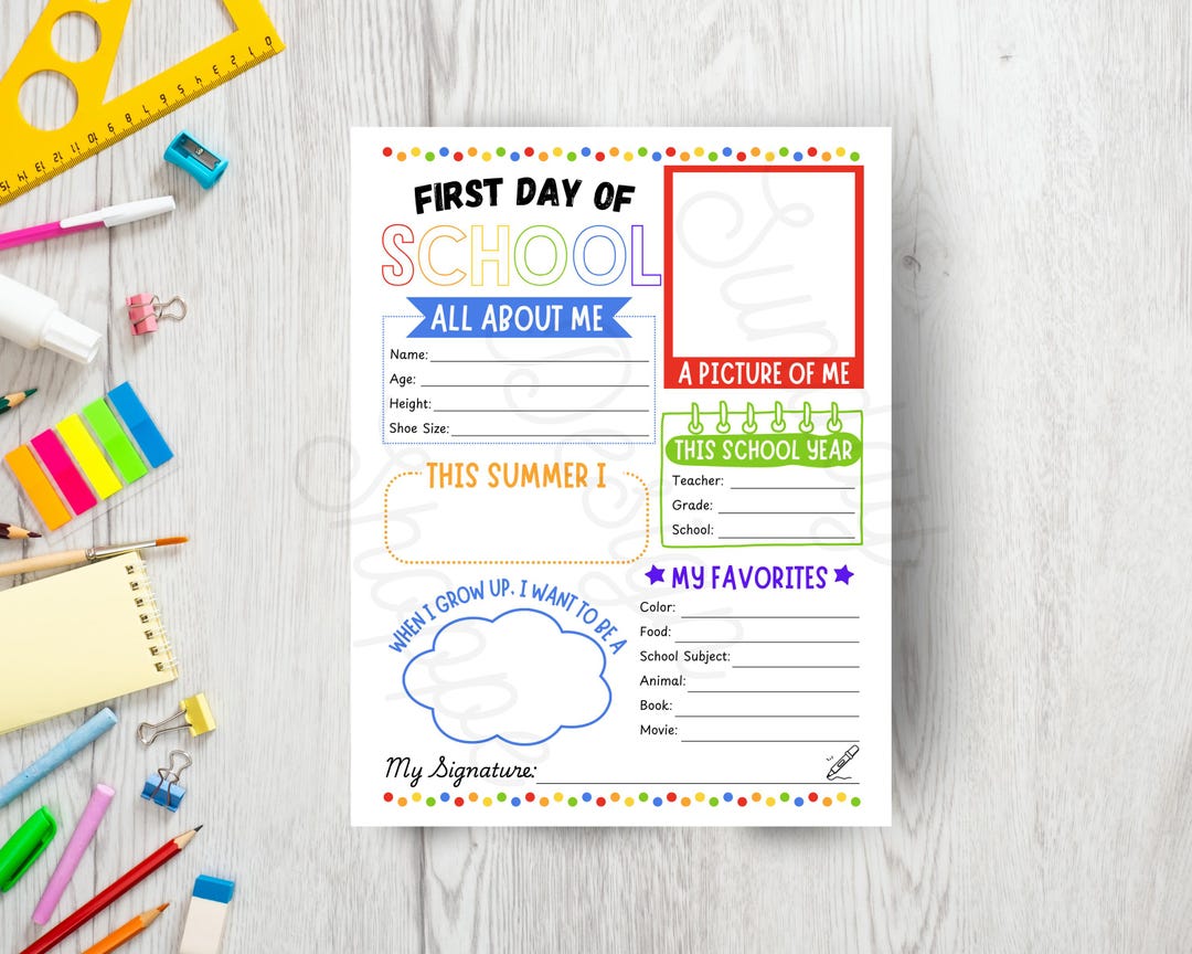 Printable First and Last Day of School Interview. All About Me ...