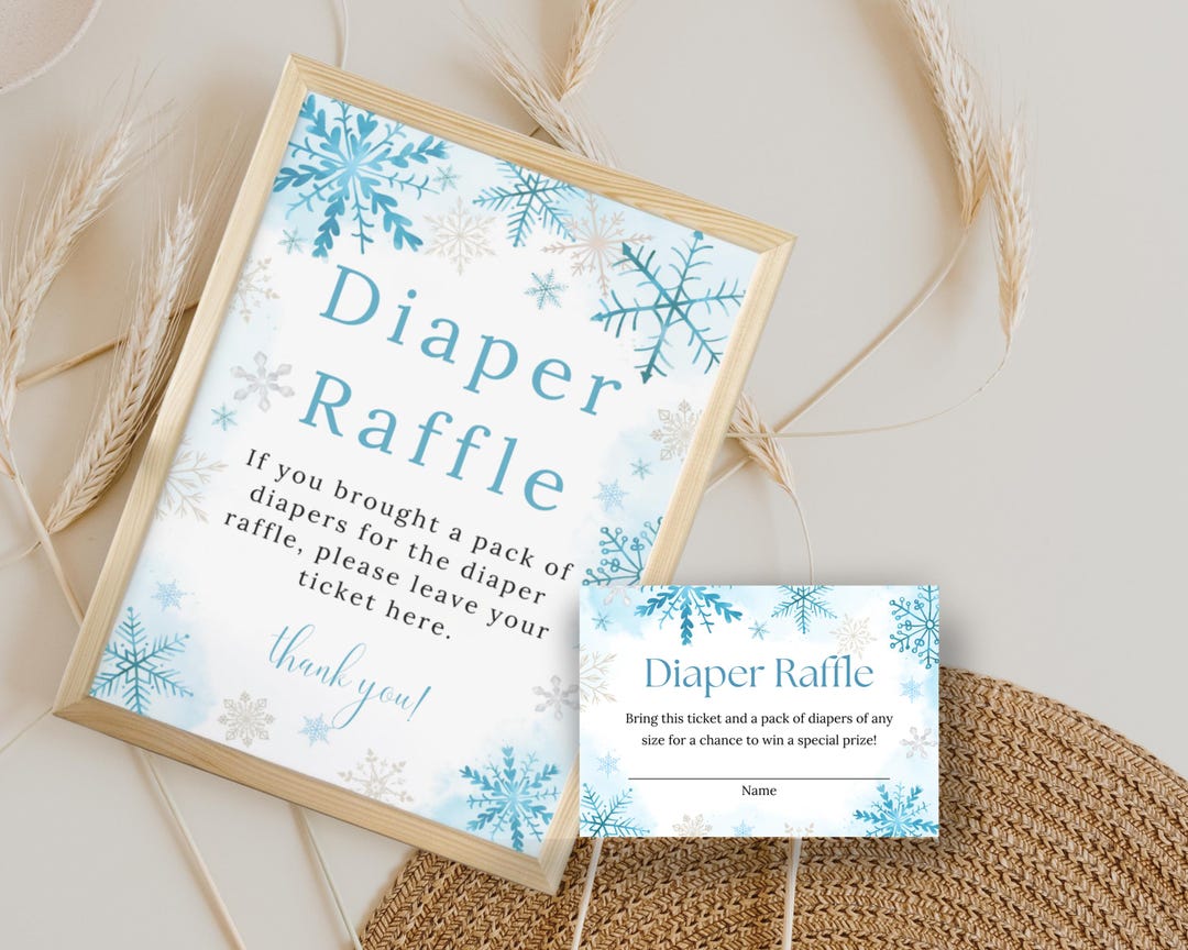 Snowflake Diaper Raffle Sign & Matching Ticket. Instant Download and ...