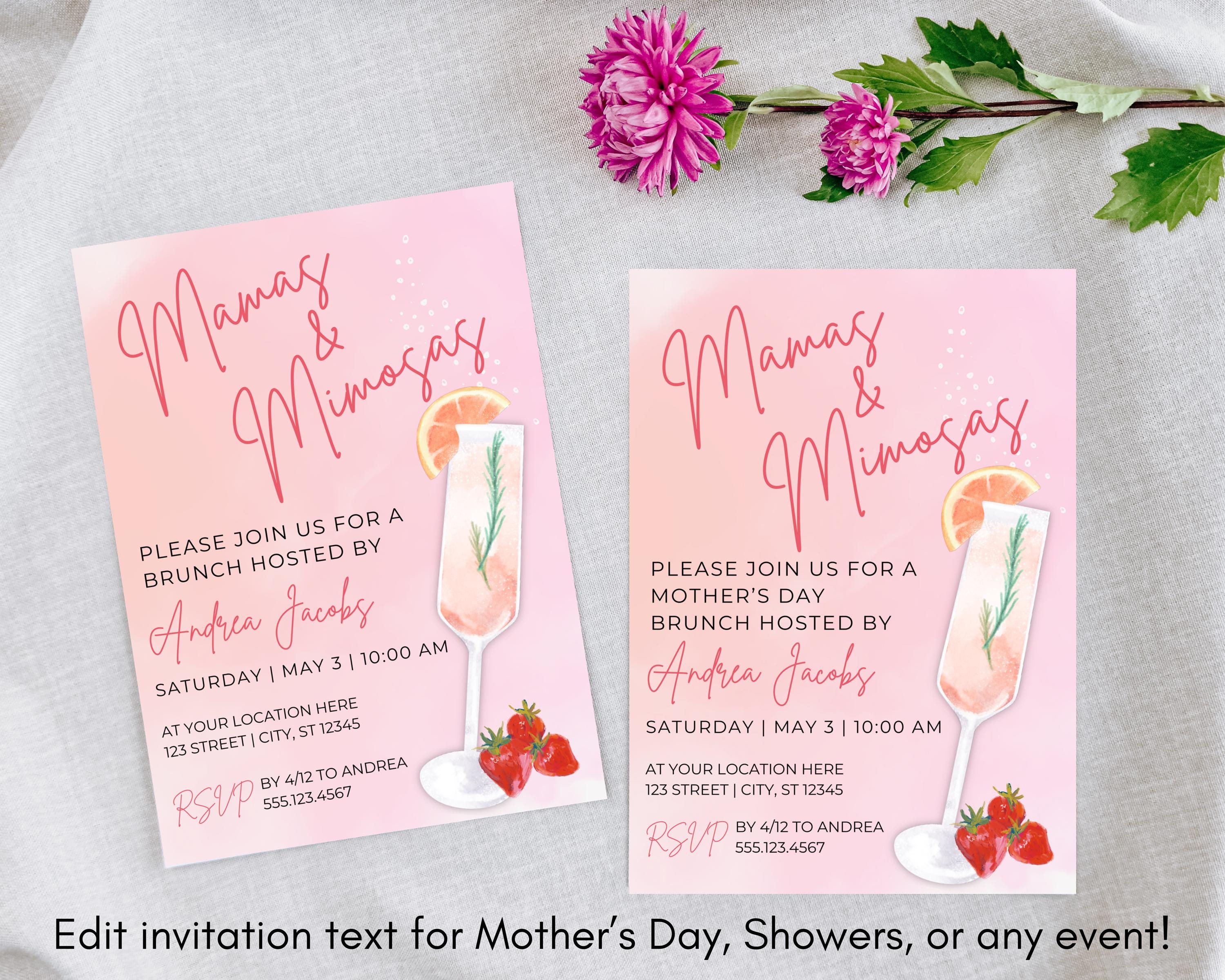 Mamas and Mimosas Brunch Invitation Digital Template, Printable and ...