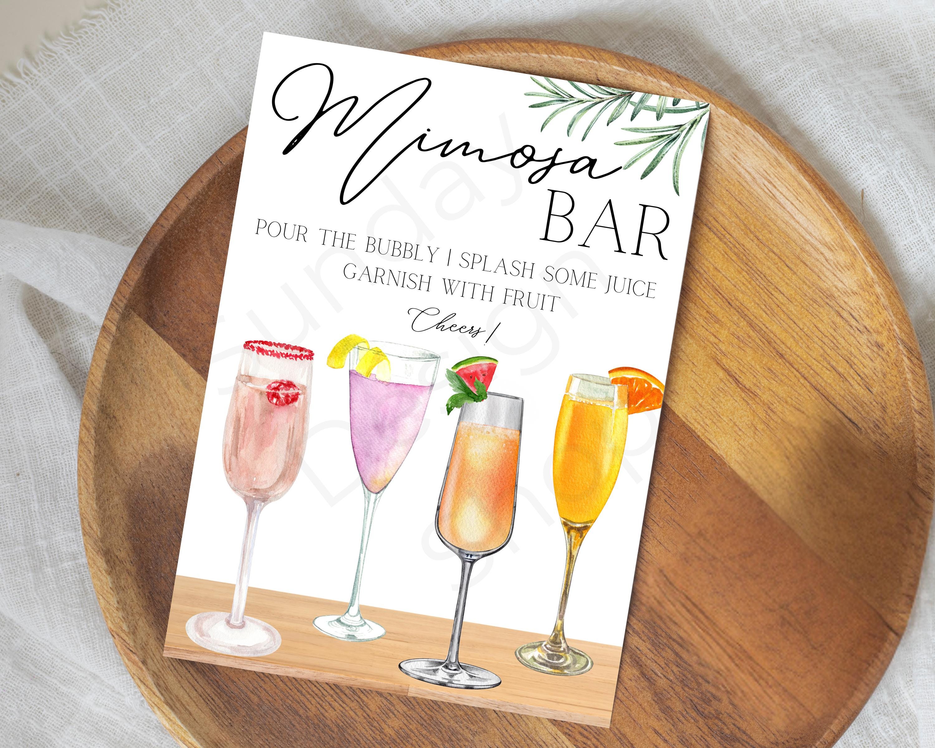 Mimosa Bar Sign With Instructions. Instant Download and Print. 5x7 ...