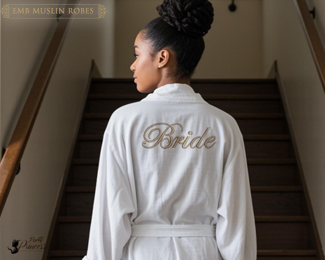 Customized Bachelorette Robes, Front Pocket Muslin Long Robes ...