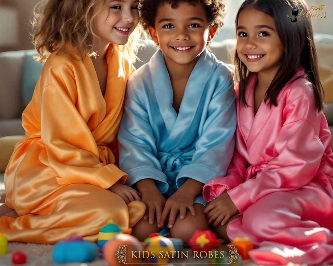 Personalized Kids Satin Robe | Kids Kimono Robe | Flower Girl Robe ...