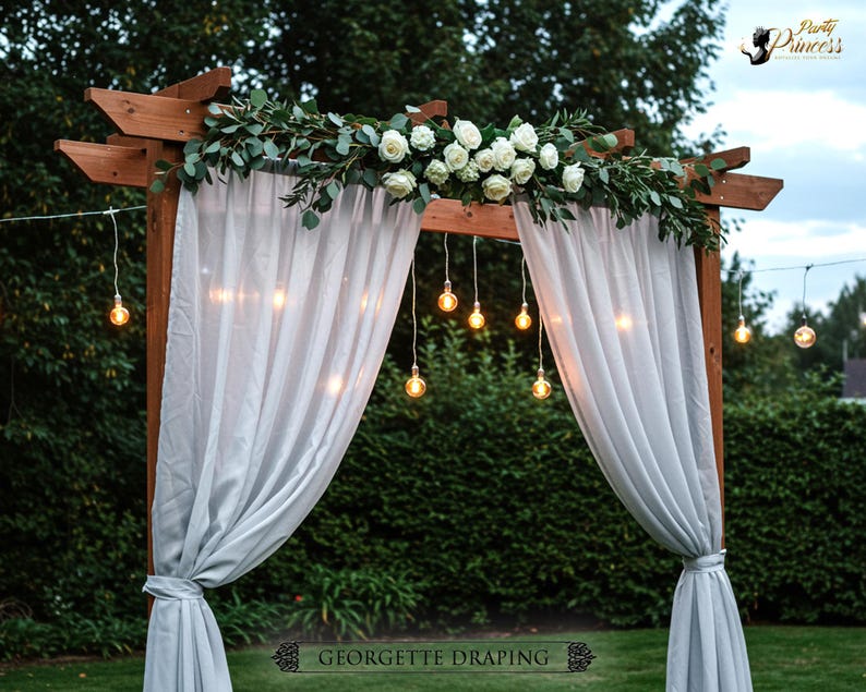 Georgette Wedding Arch Draping Flowing Sheer Fabric for Ceremony Arbor ...