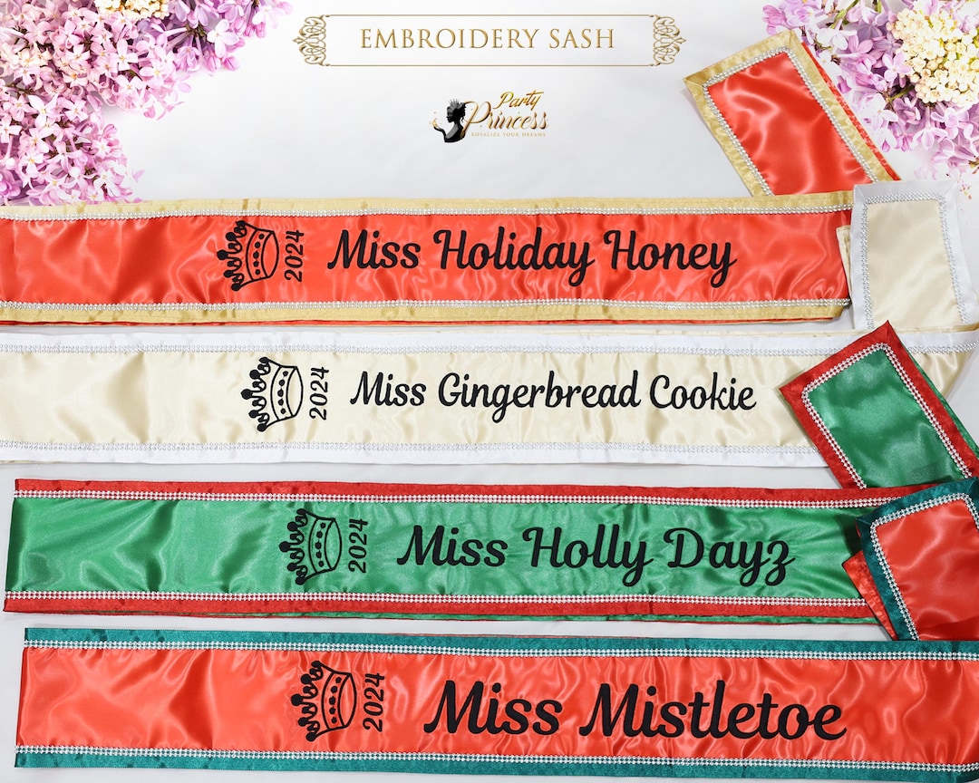 Embroidery Pageant Sash | Custom Graduation Sash | Personalized Sash ...