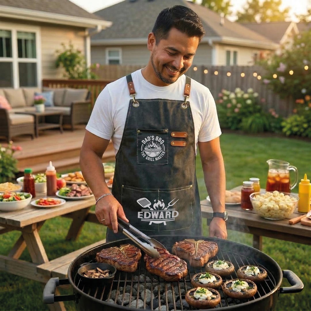 Personalized BBQ Apron for Dad, Custom Name Grill Apron, Fathers Day ...