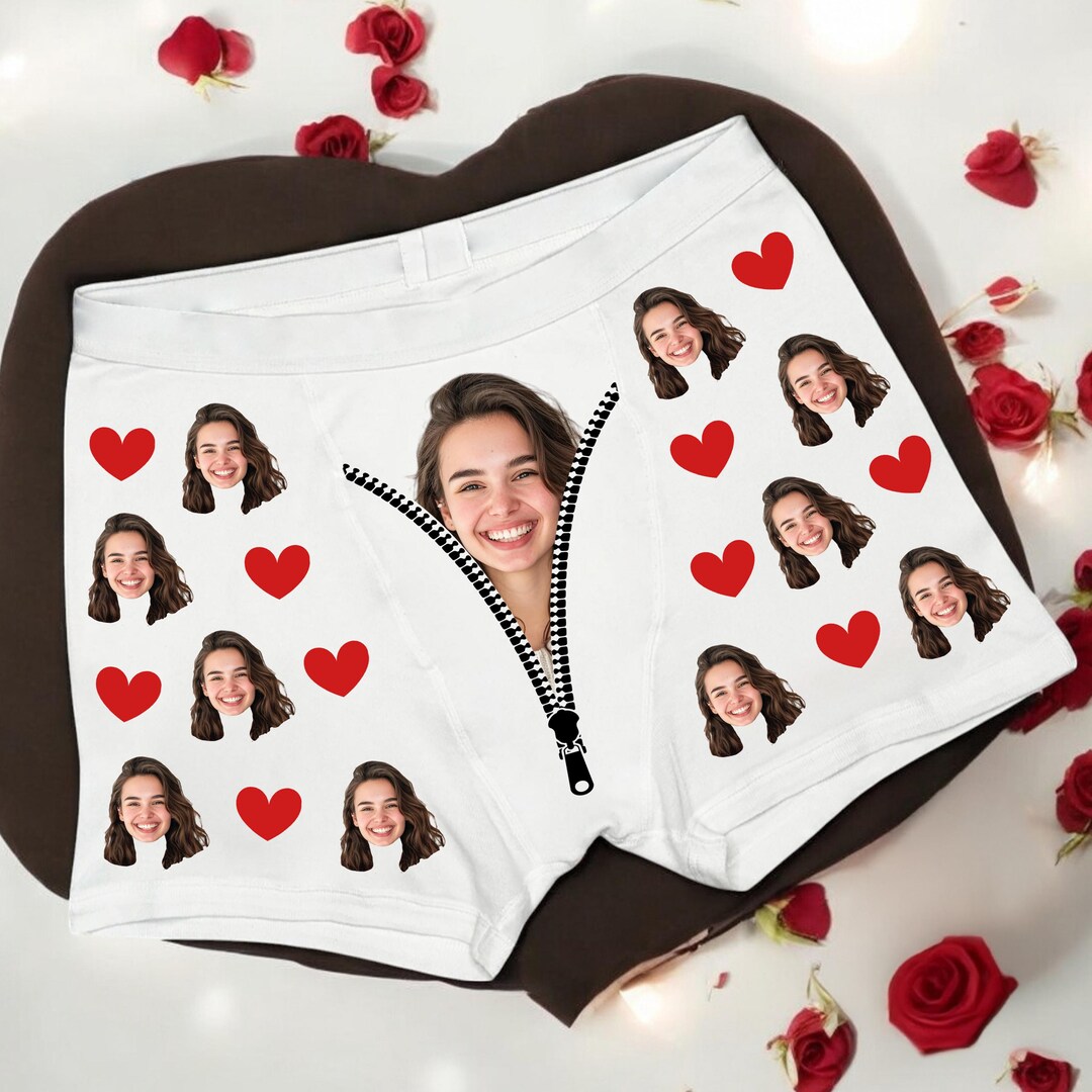 Custom Zipper Face Boxer, Personalized Valentines Day Gifts, Gift for ...