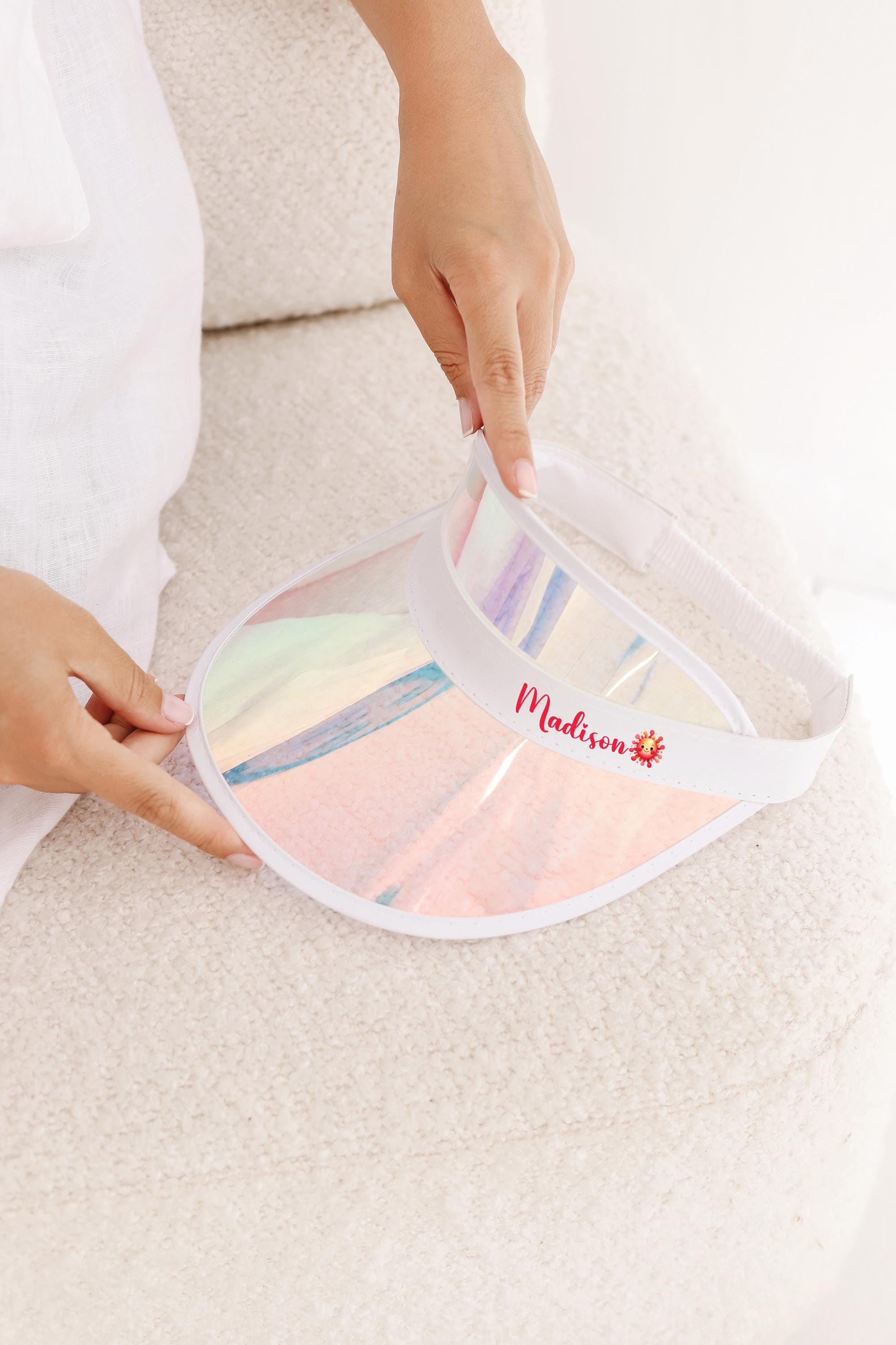 Cute Summer Visors With Name and Icon, Personalized Beach Visor, Custom ...