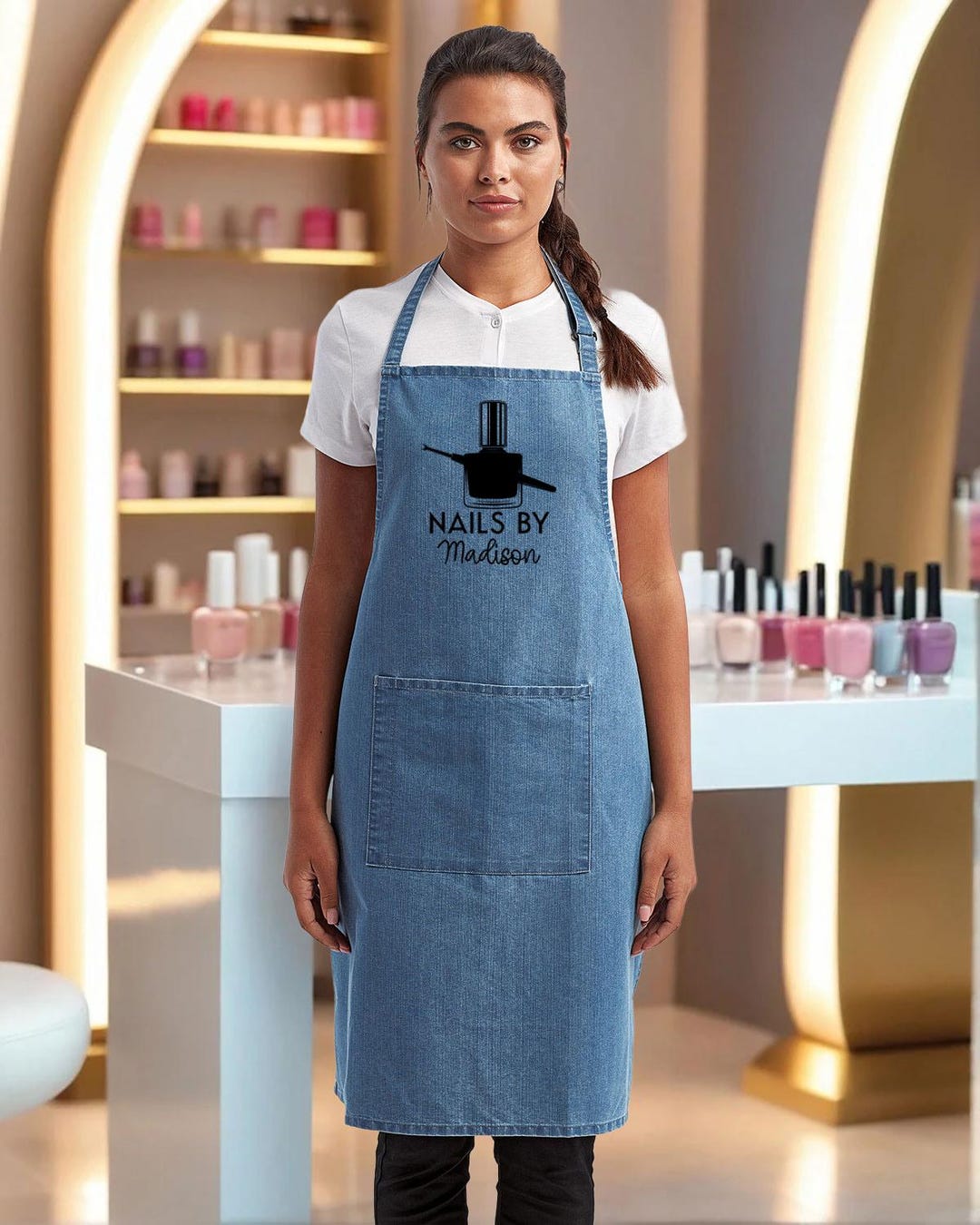 Personalized Nail Saloon Apron, Custom Hairdresser Work Apron, Apron ...