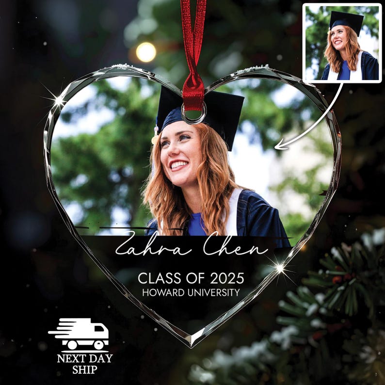 Personalized Graduation Ornament, Custom Photo Glass Keepsake, Class of ...