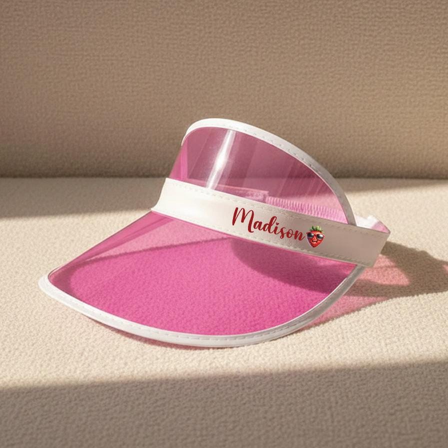 Cute Summer Visors With Name and Icon, Personalized Beach Visor, Custom ...