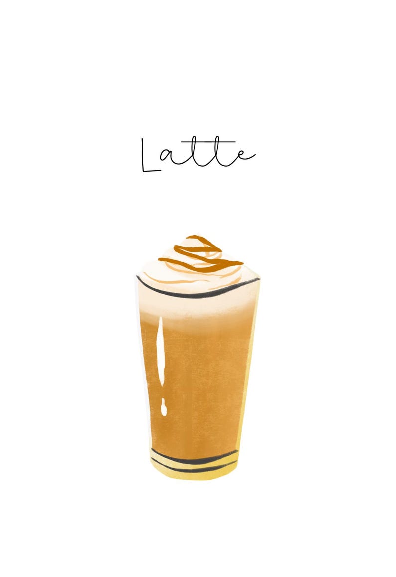 LATTE printable Artwork for Kitchen / Cafe / Restuarant Wall - Etsy UK